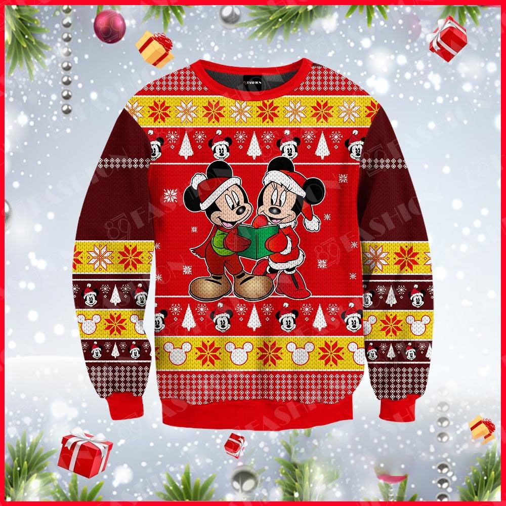 Mickey And Minnie Mouse Santa Custom Ugly Christmas Sweaters - bottexbabe